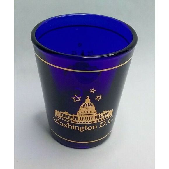 No Brand | Dining | Vintagewashington Dc Cobalt Blue Gold Shot Glass ...